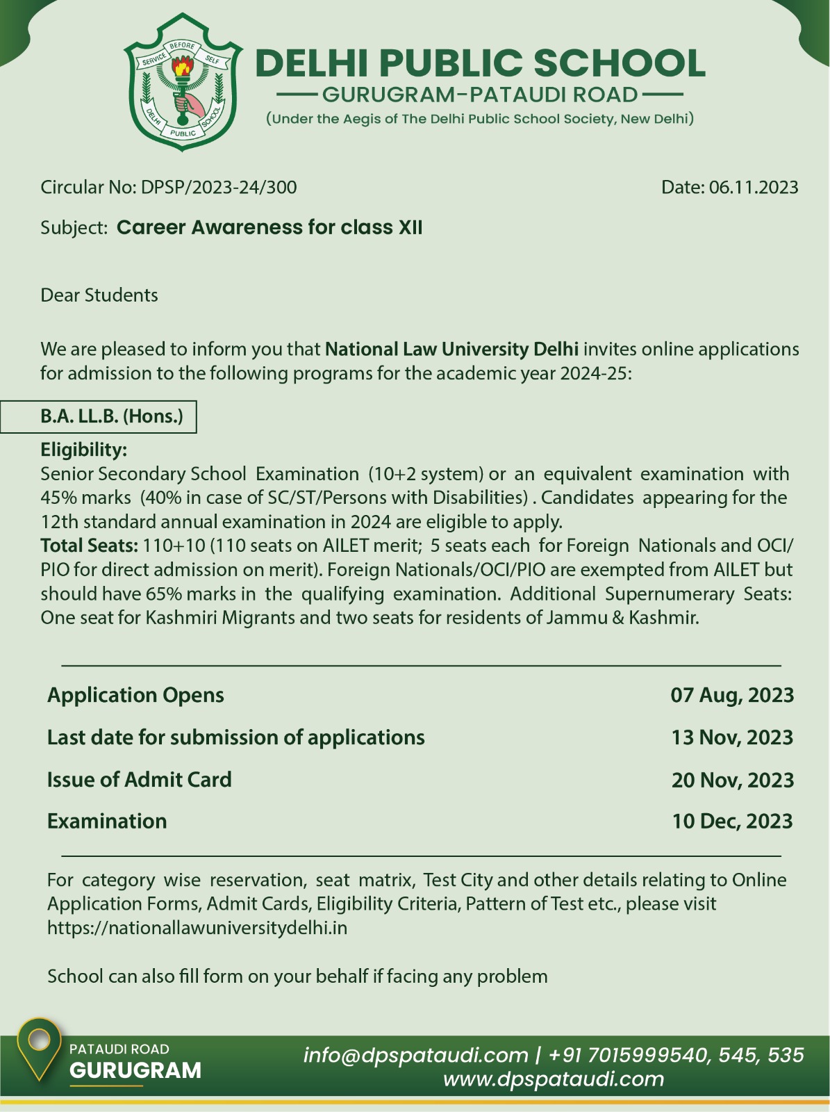 School Circulars | DPS Pataudi